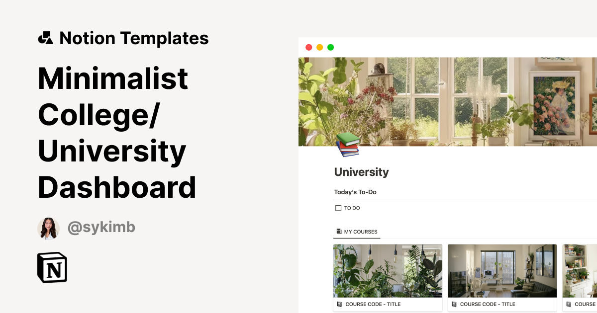 Minimalist College/University Dashboard Template | Notion Marketplace