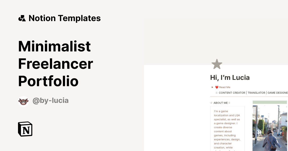 Minimalist Freelancer Portfolio Template by Luminouspark | Notion ...