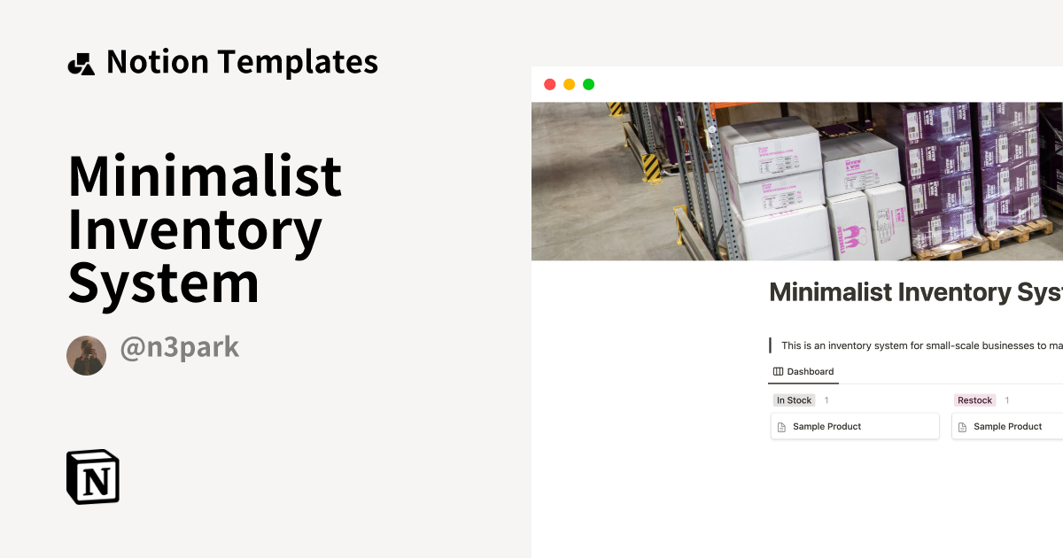 Minimalist Inventory System Template | Notion Marketplace