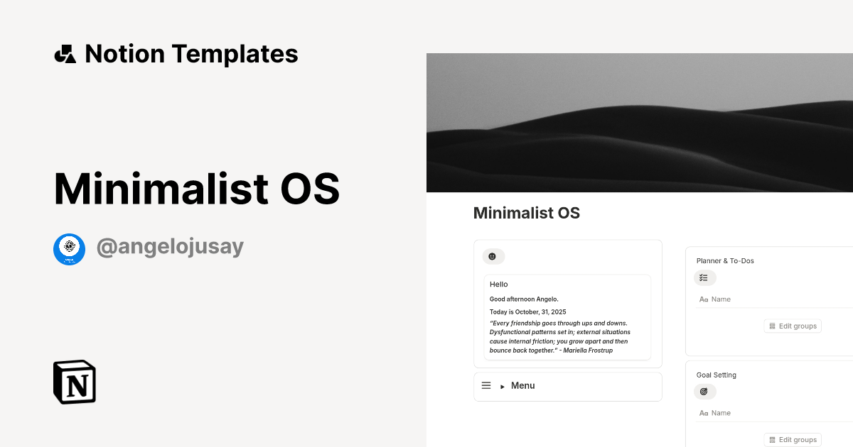 Minimalist OS Template | Notion Marketplace