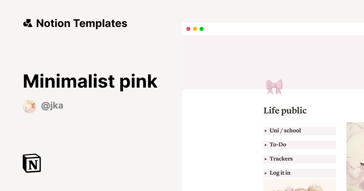 Minimalist pink Template | Notion Marketplace