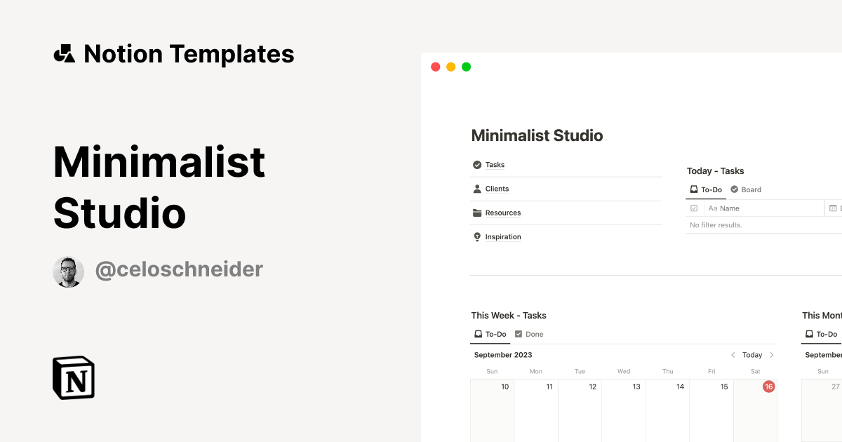 Minimalist Studio Template by Celo Schneider | Notion Marketplace