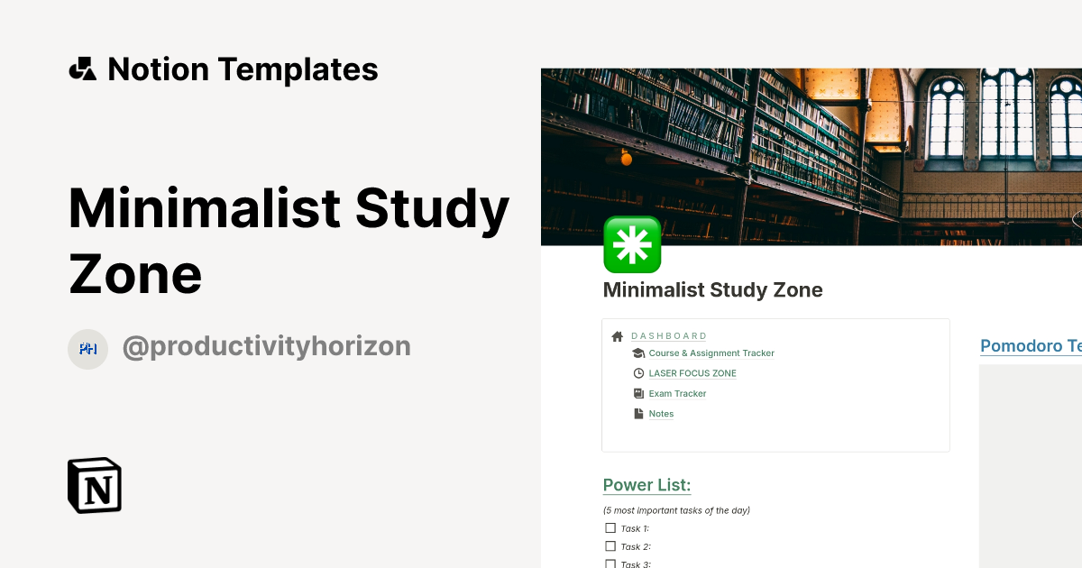 Minimalist Study Zone Template | Notion Marketplace