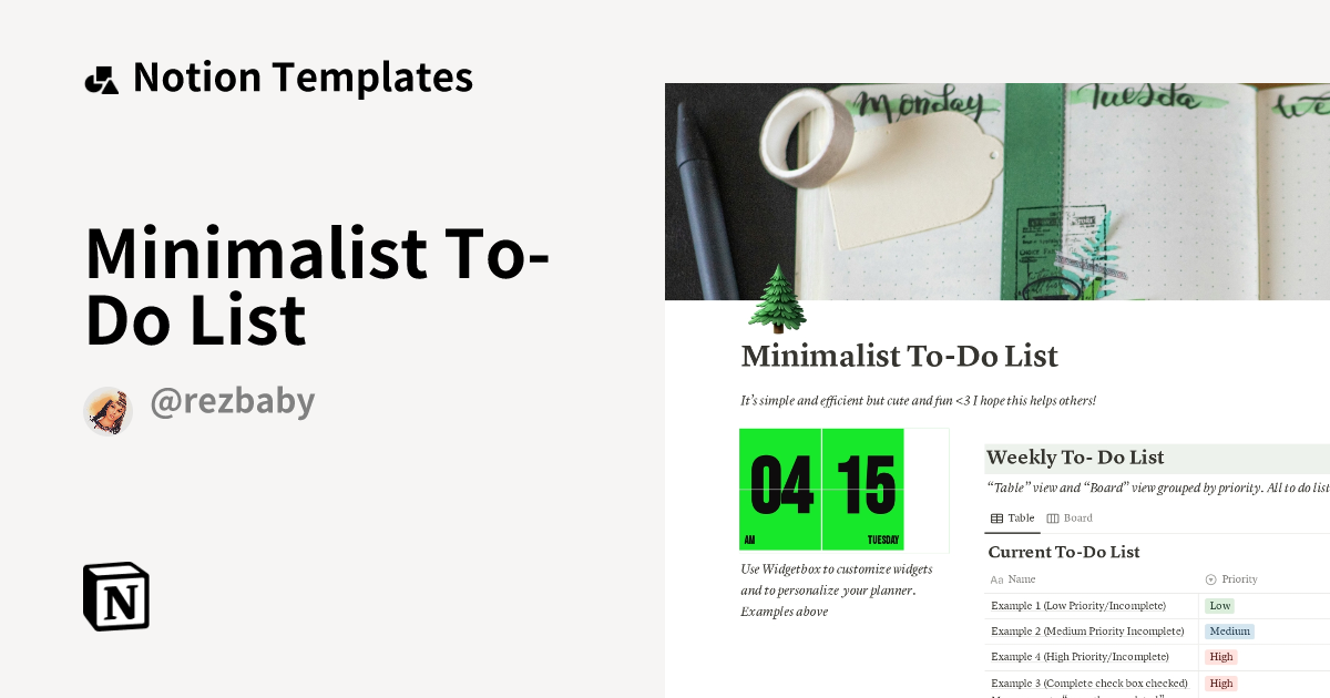 Minimalist To-Do List Template | Notion Marketplace