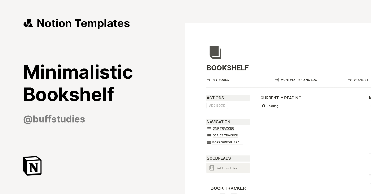 Minimalistic Bookshelf Template | Notion Marketplace