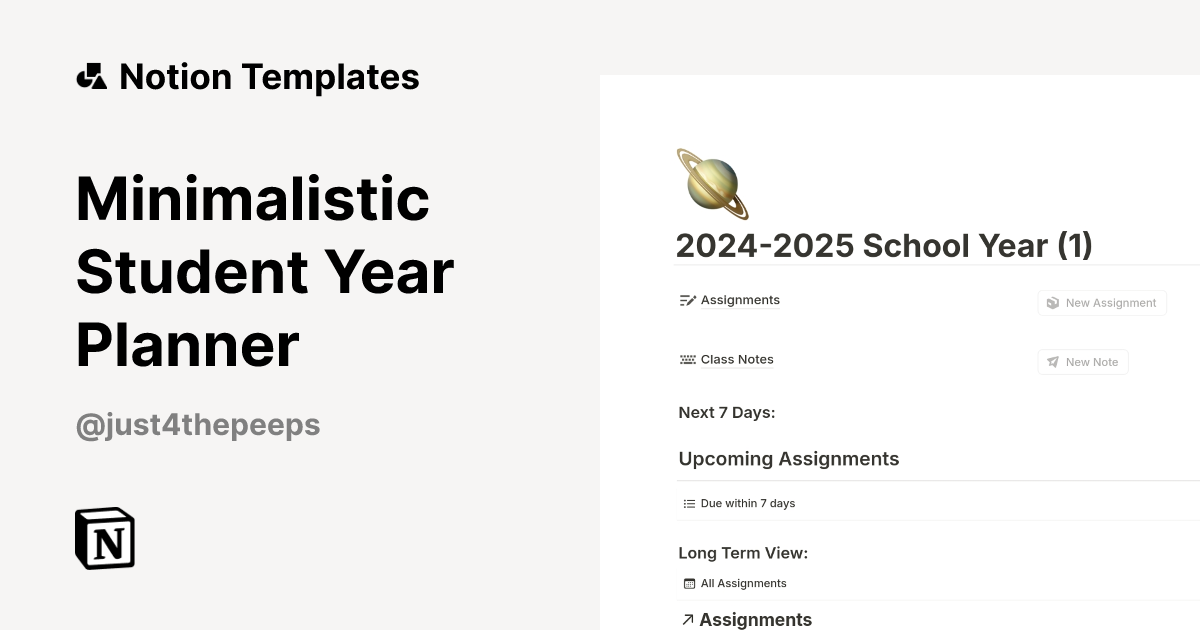 Minimalistic Student Year Planner Template by stork | Notion Marketplace