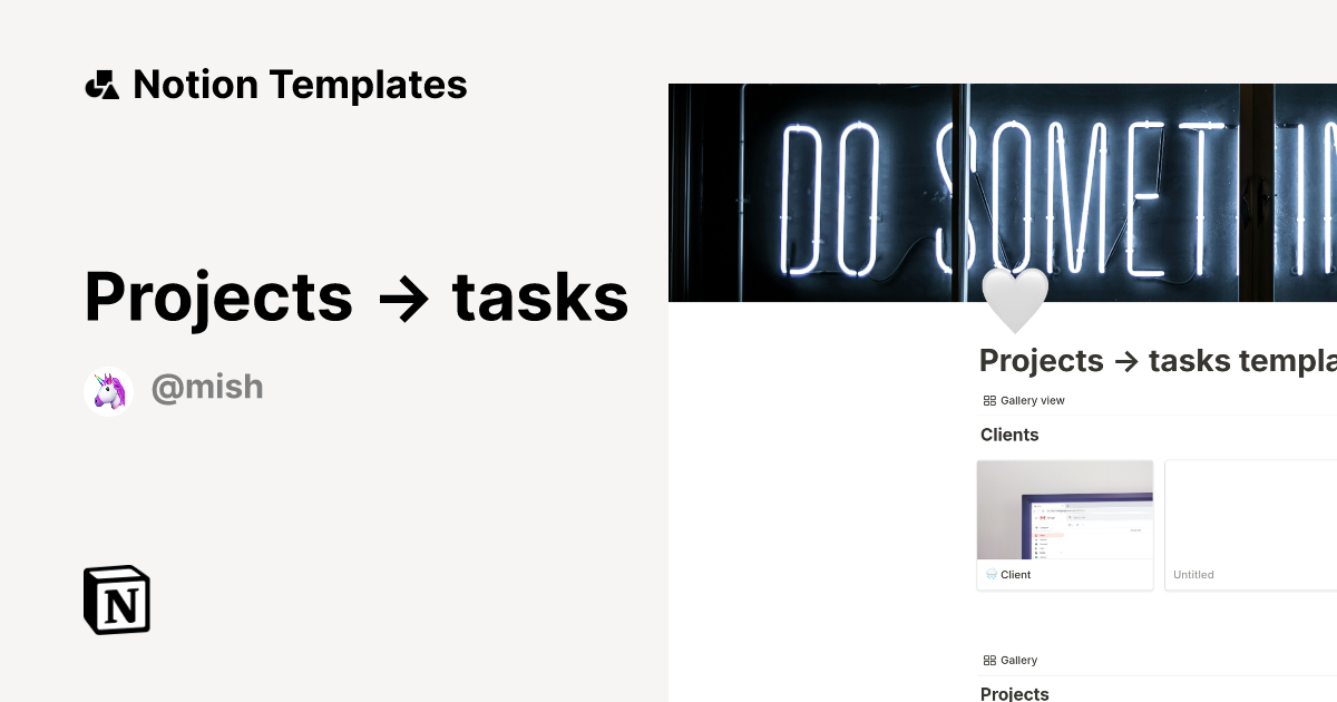 Projects → tasks Template | Notion Marketplace