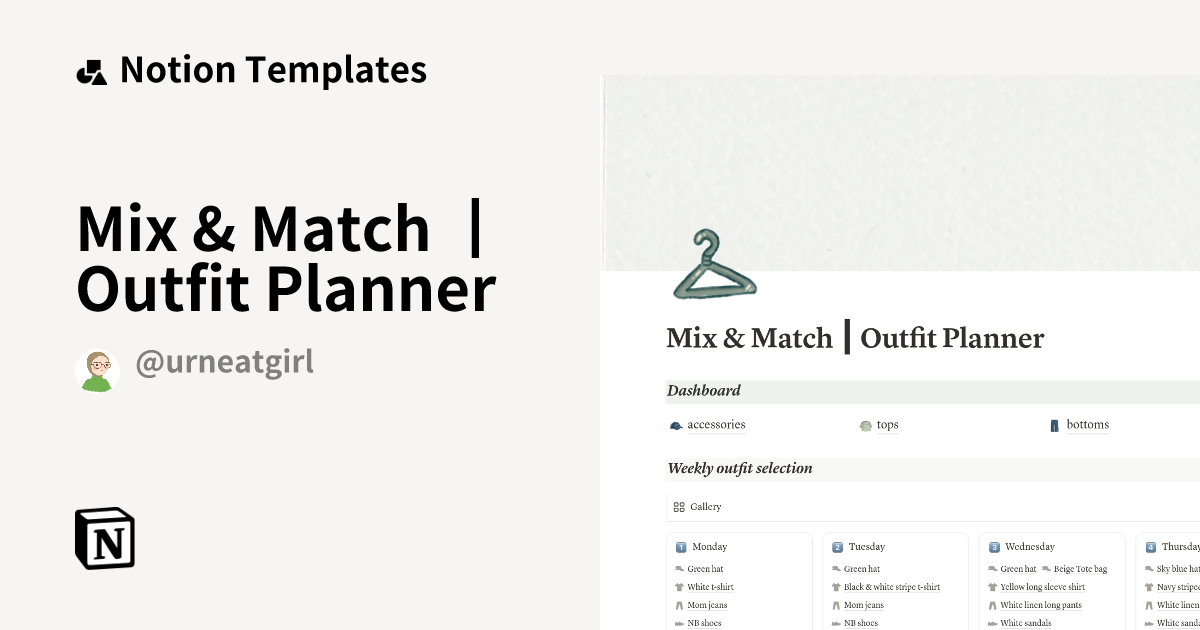 Mix & Match ┃ Outfit Planner Template | Notion Marketplace