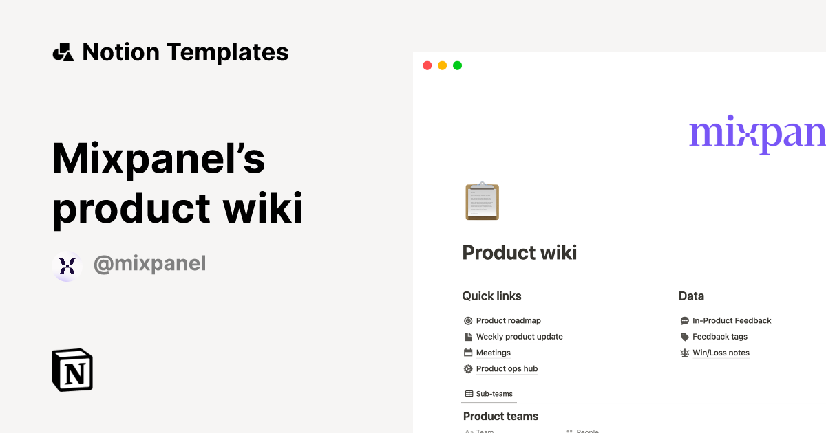Mixpanel’s product wiki Template | Notion Marketplace