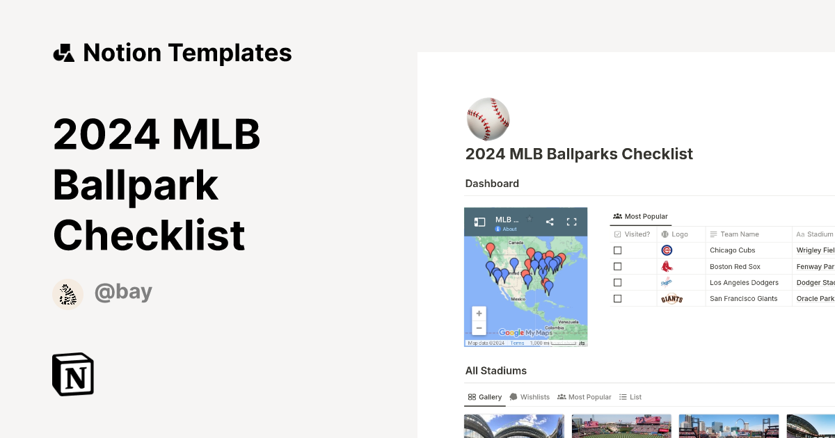 2024 MLB Ballpark Checklist Template | Notion Marketplace
