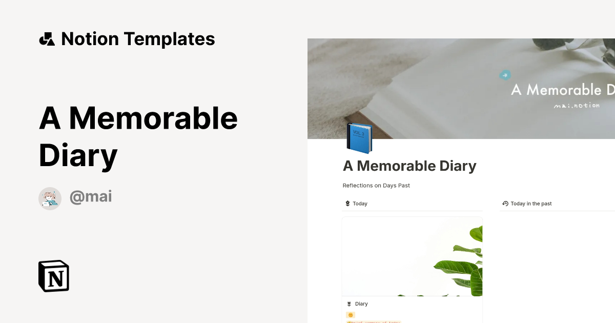 A Memorable Diary Template | Notion Marketplace
