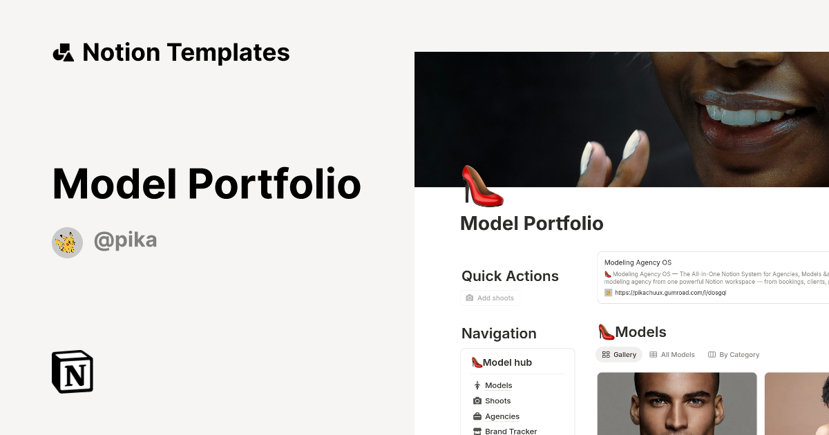 Model Portfolio Template | Notion Marketplace