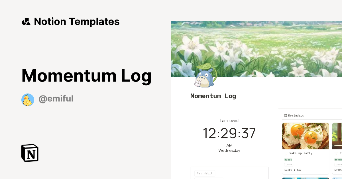 Momentum Log Template by Emiful | Notion Marketplace