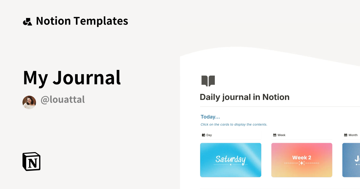 My Journal Template by Lou Attal Studio | Notion Marketplace