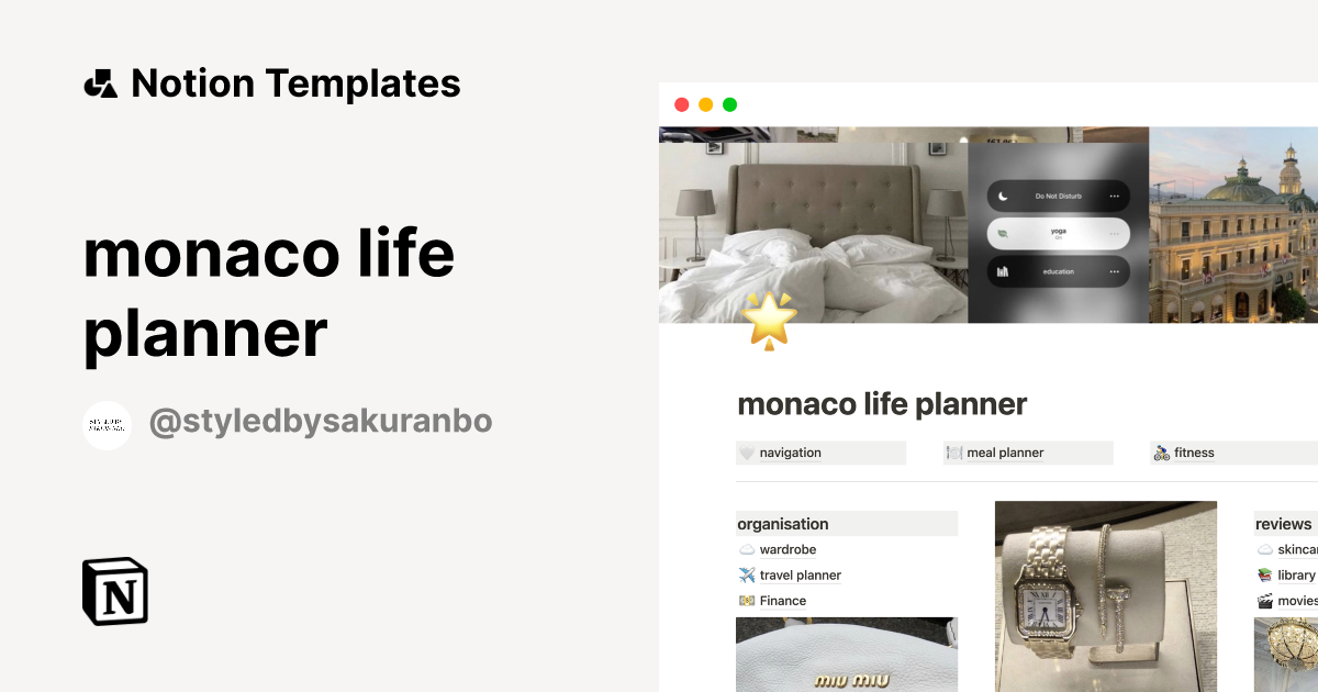 monaco life planner Template | Notion Marketplace