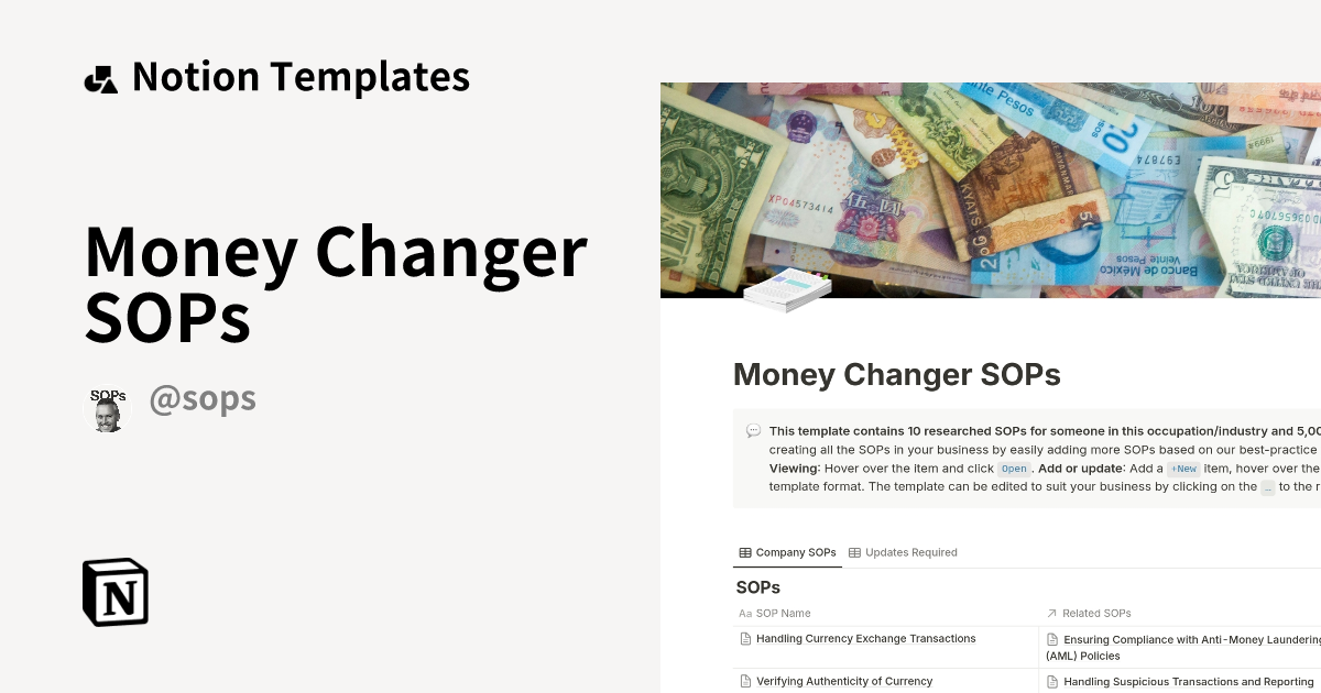 Money Changer SOPs Template | Notion Marketplace