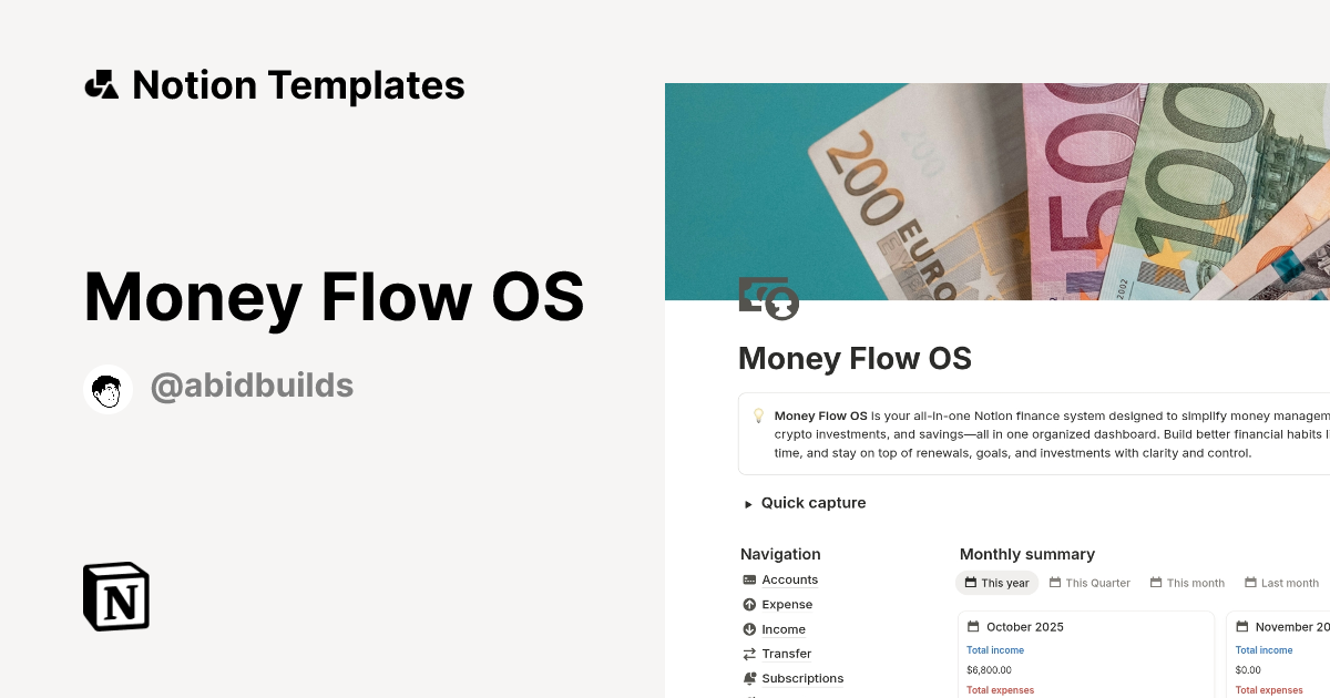Money Flow OS Template | Notion Marketplace