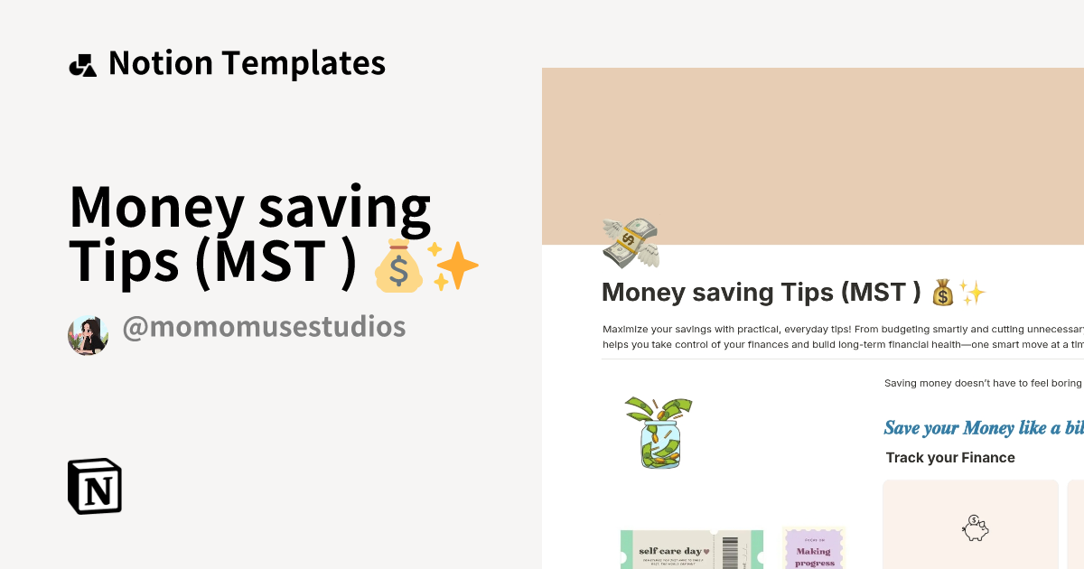 Money saving Tips (MST ) 💰 Template by momomuse studio | Notion Marketplace