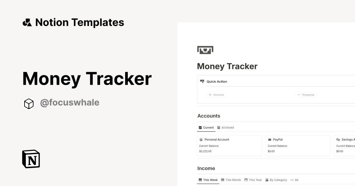 Money Tracker Template | Notion Marketplace
