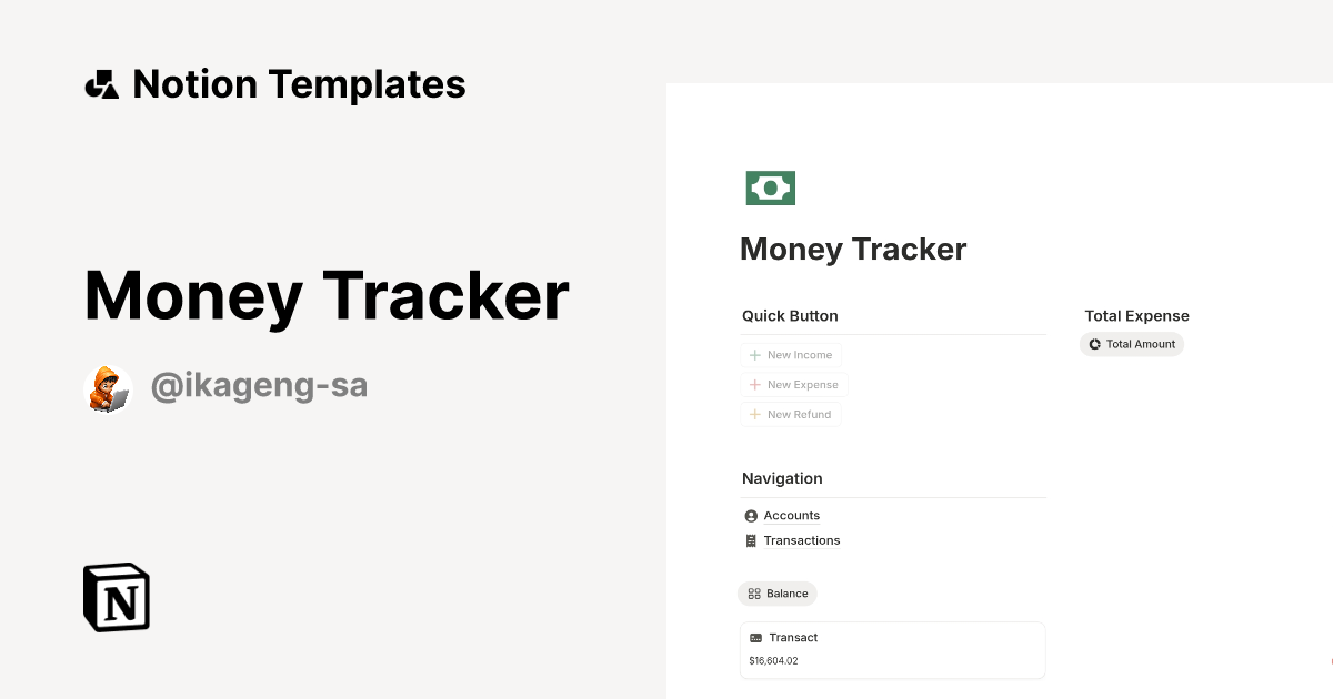 Money Tracker Template | Notion Marketplace
