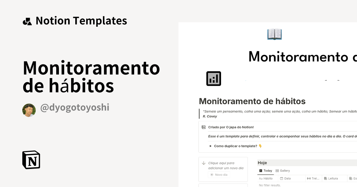 Monitoramento de hábitos Template | Notion Marketplace