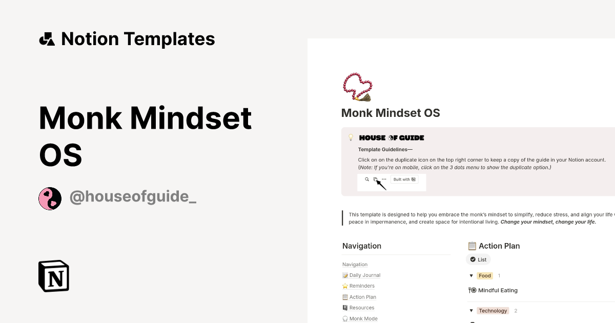 Monk Mindset OS Template | Notion Marketplace
