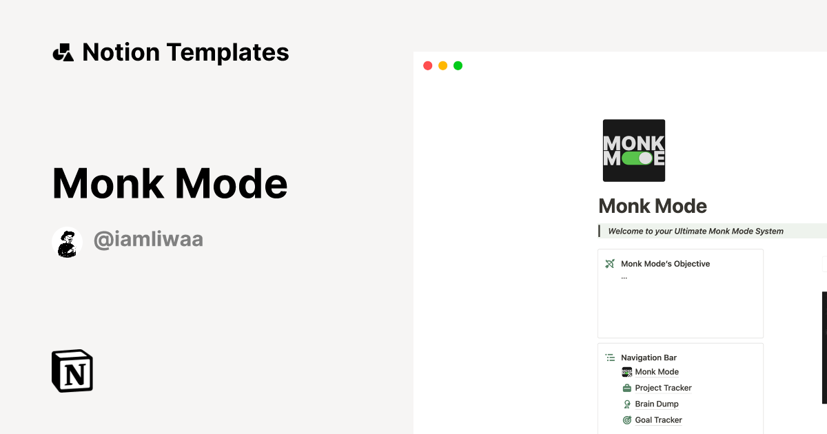 Monk Mode Template | Notion Marketplace
