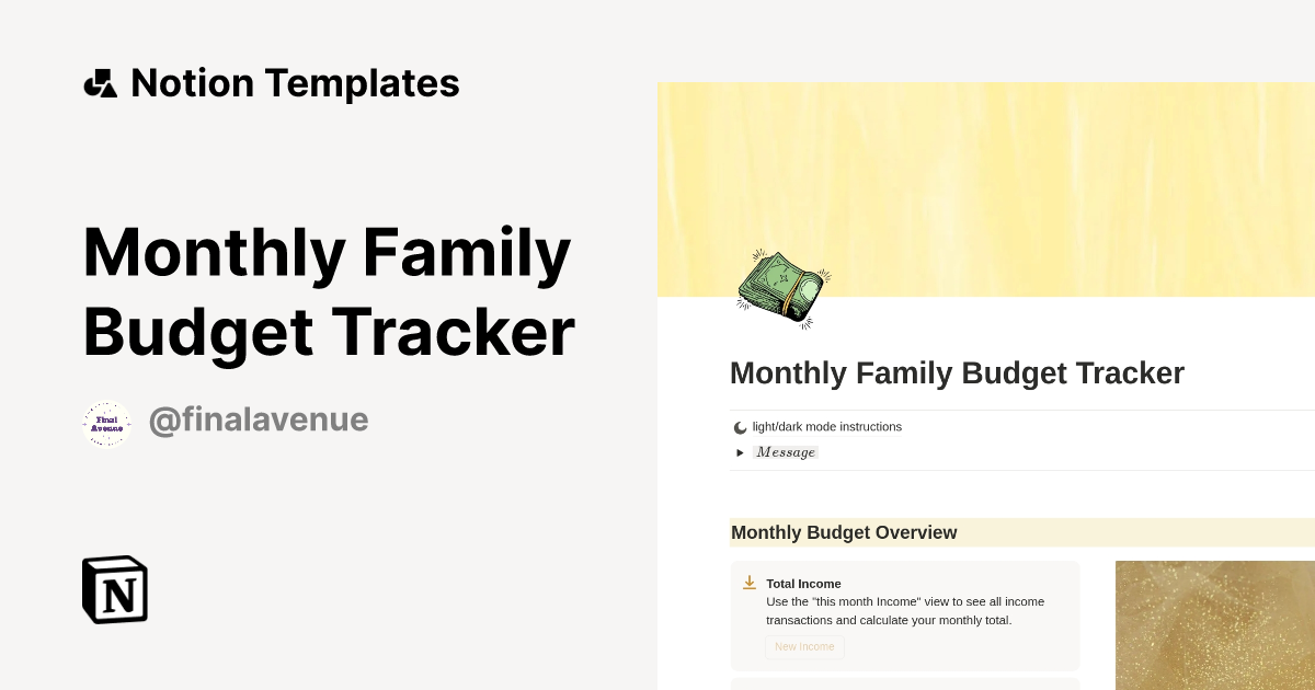 Monthly Family Budget Tracker Template | Notion Marketplace