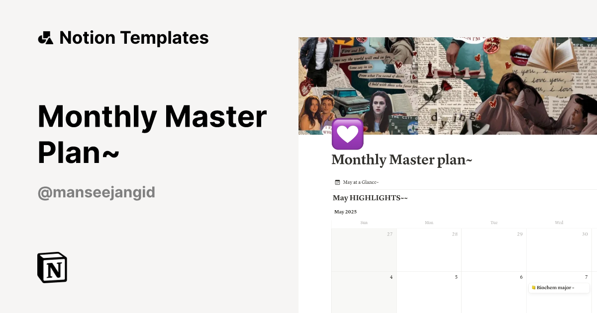 Monthly Master Plan~ Template | Notion Marketplace