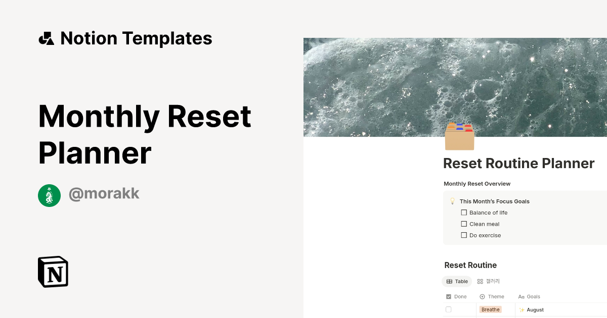 Monthly Reset Planner Template | Notion Marketplace