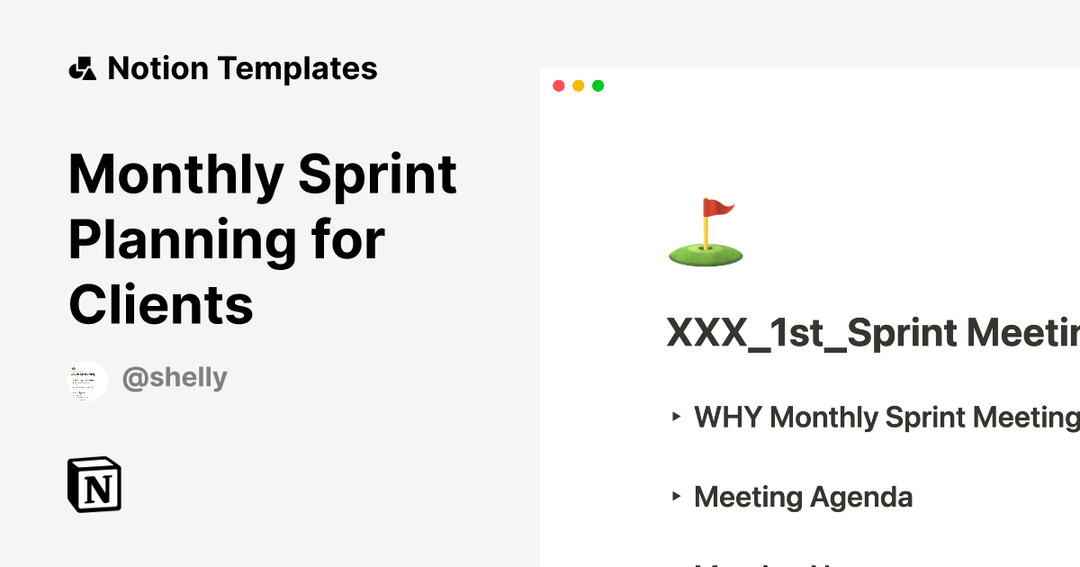 Monthly Sprint Planning for Clients Template by Shelly | Notion Marketplace