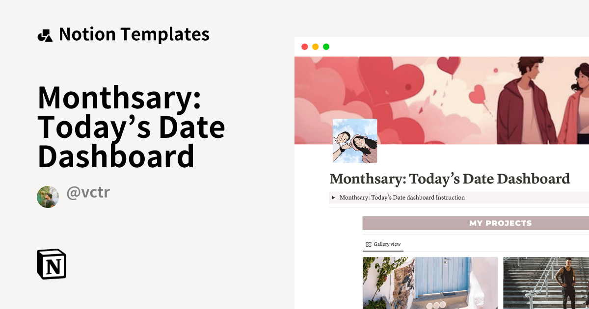 Monthsary: Today’s Date Dashboard Template | Notion Marketplace