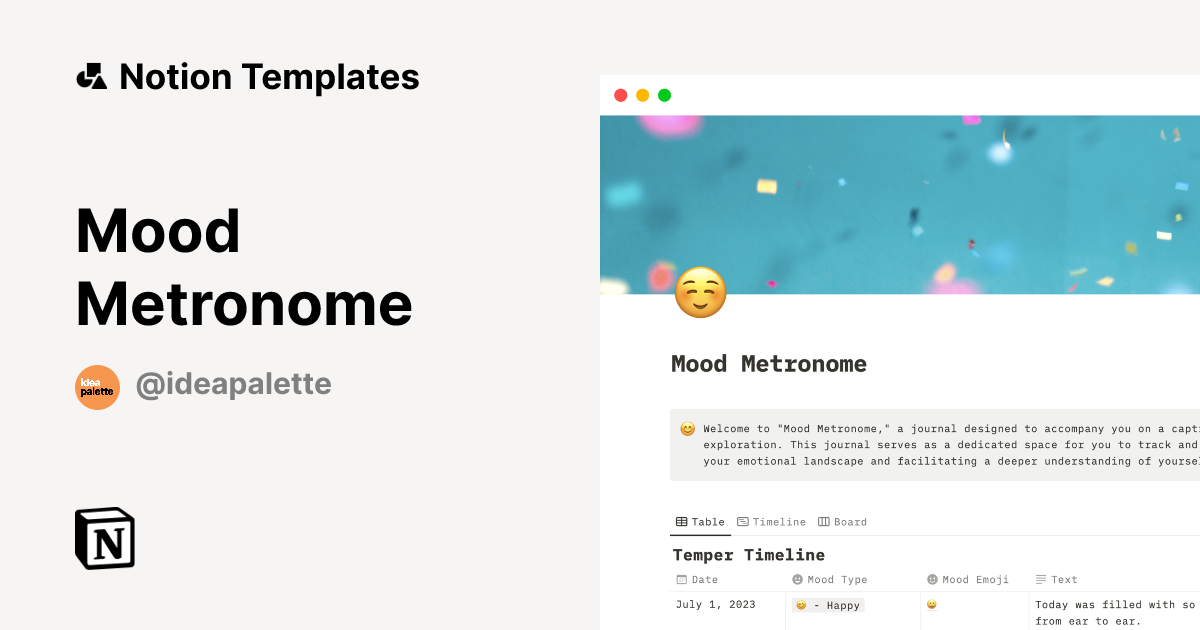 Mood Metronome Template by Idea Palette | Notion Marketplace