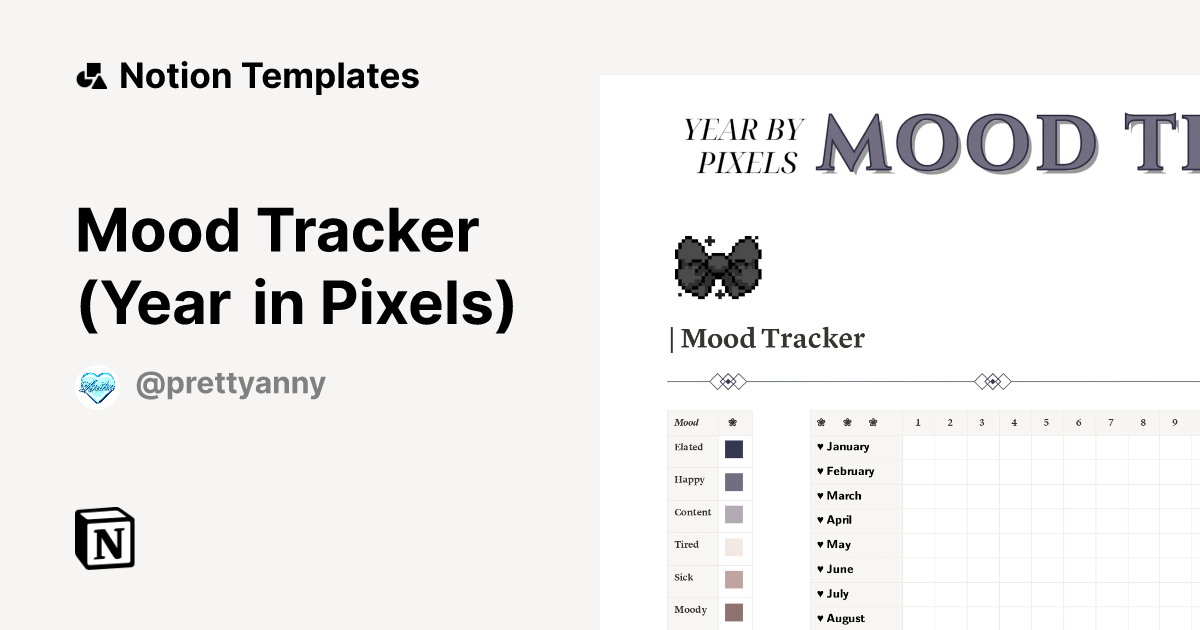 Mood Tracker (Year in Pixels) Template by St.Noir | Notion Marketplace
