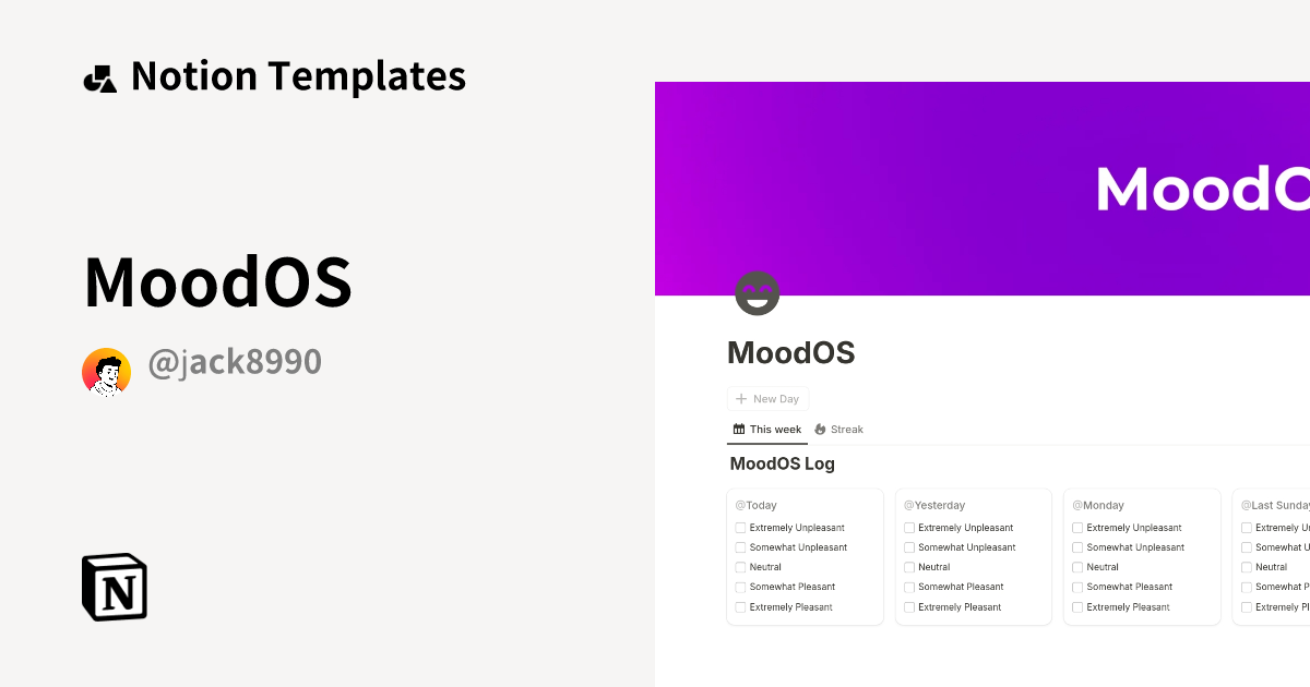 MoodOS Template by Jonathan Charette | Notion Marketplace