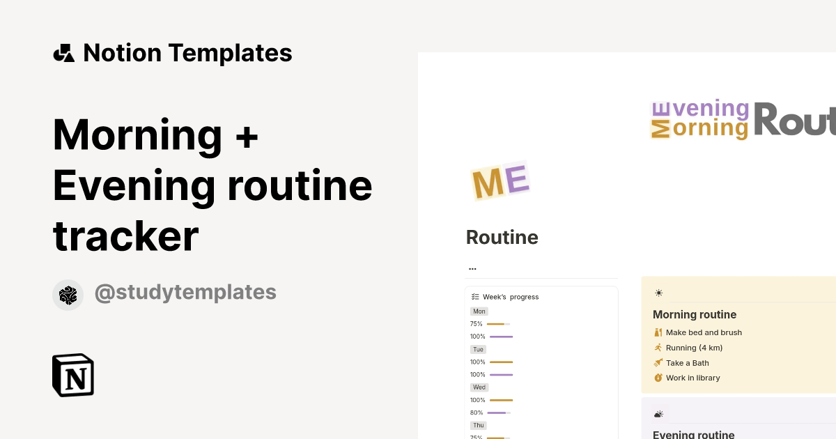 Morning + Evening routine tracker Template by Cyber templates | Notion ...
