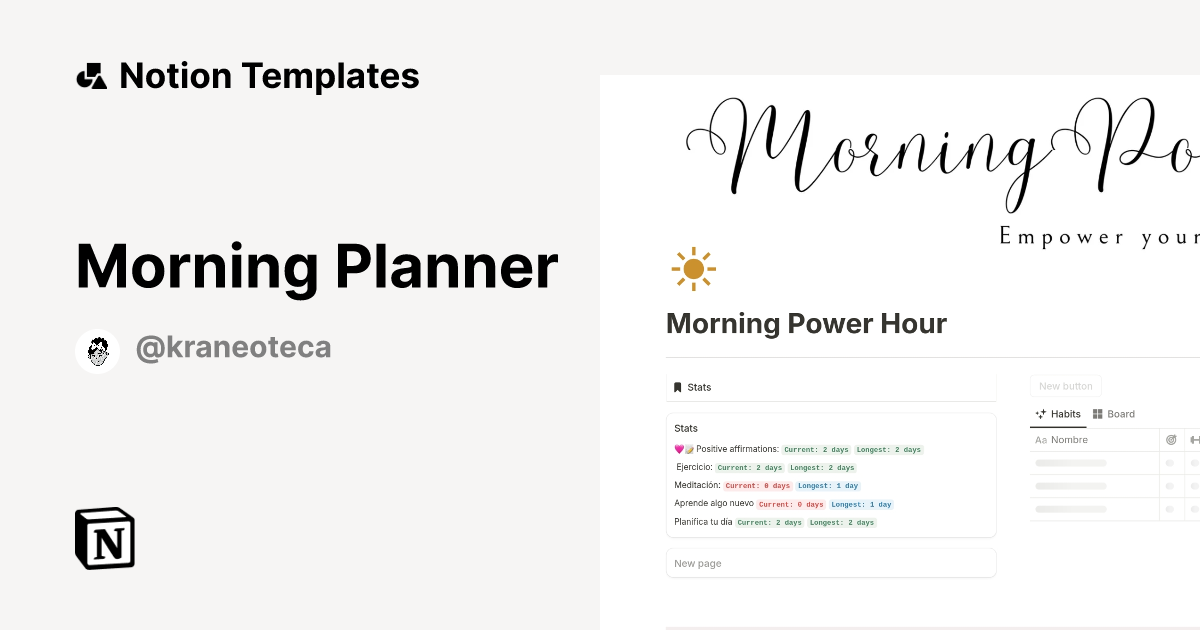 Morning Planner Template | Notion Marketplace