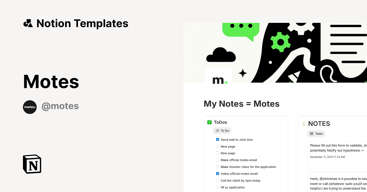Motes Template by Motes | Notion Marketplace