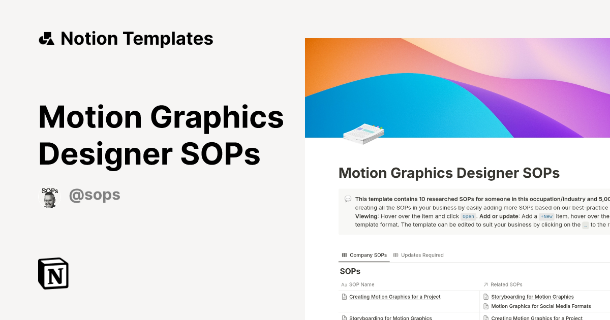 Motion Graphics Designer SOPs Template by SOPs | Notion Marketplace
