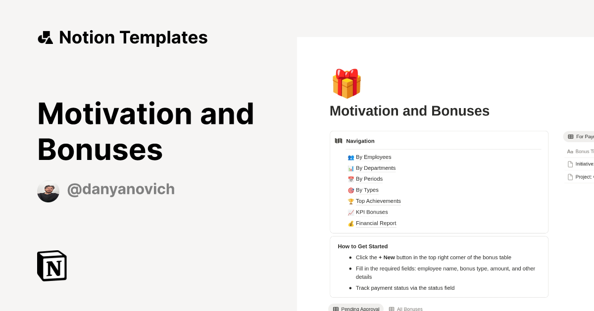 Motivation and Bonuses Template | Notion Marketplace