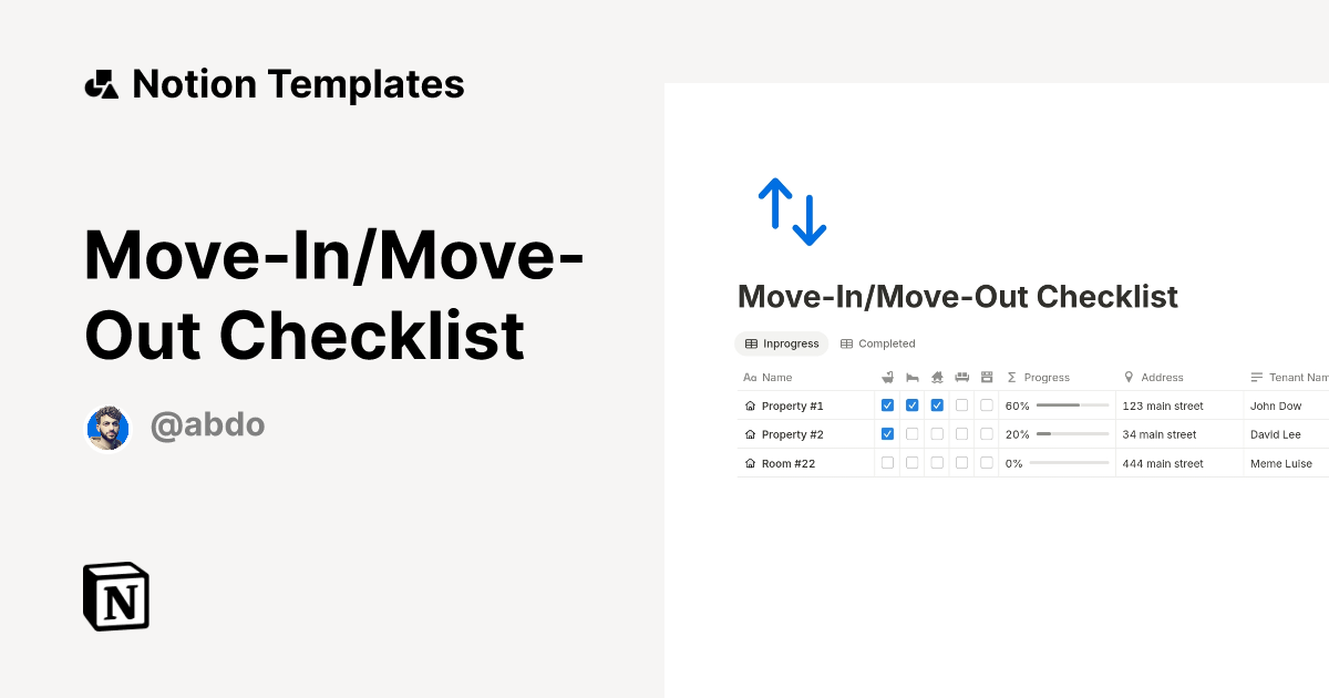 Move-In/Move-Out Checklist Template by Abdo Karmalla | Notion Marketplace