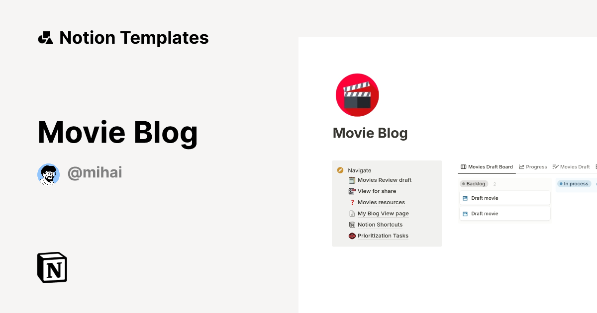 Movie Blog Template | Notion Marketplace