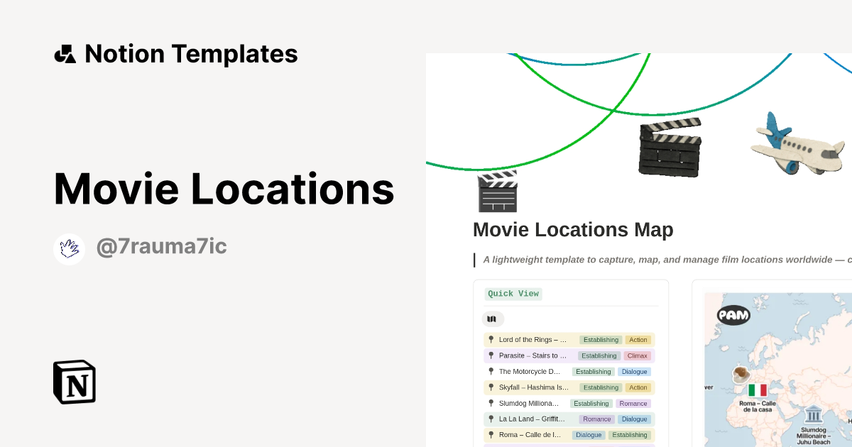 Movie Locations Template | Notion Marketplace