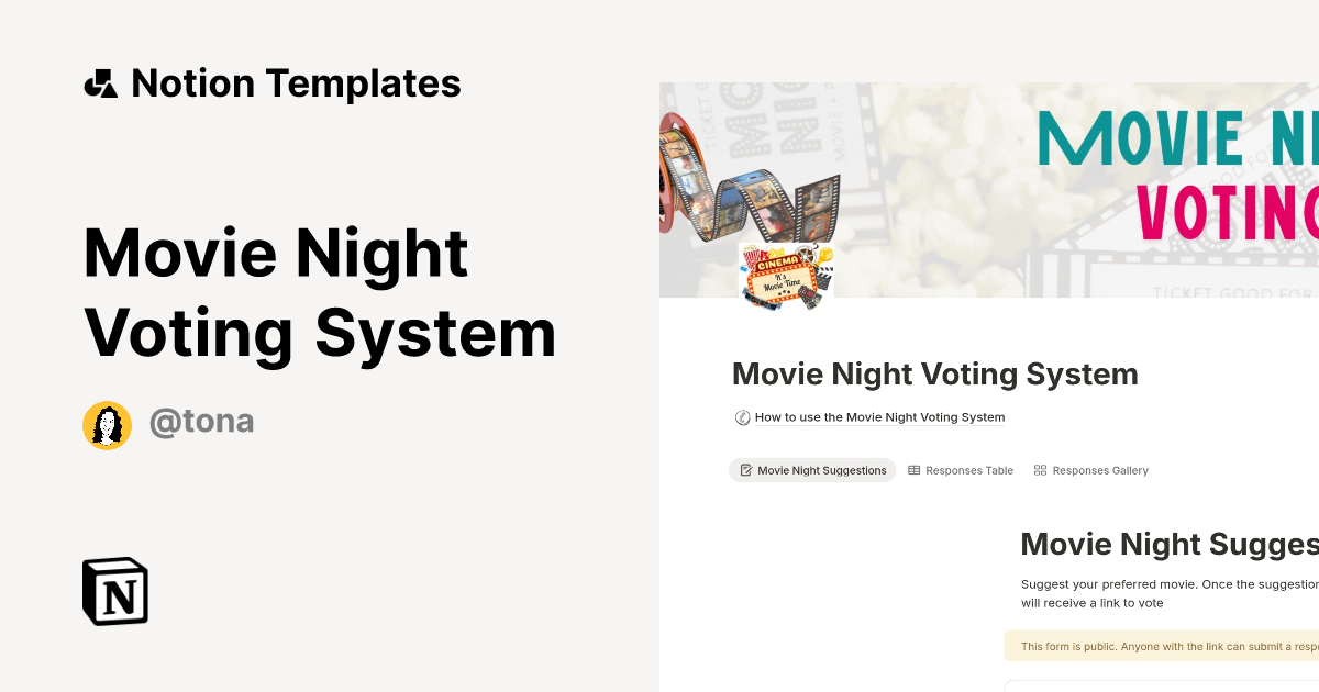 Movie Night Voting System Template | Notion Marketplace