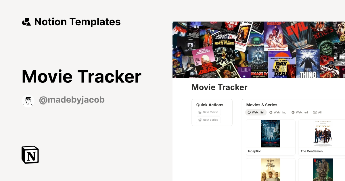 Movie Tracker Template | Notion Marketplace