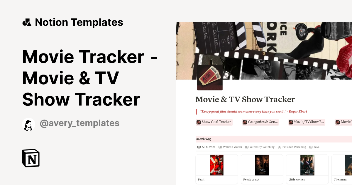 Movie Tracker - Movie & TV Show Tracker Template by avery's templates ...