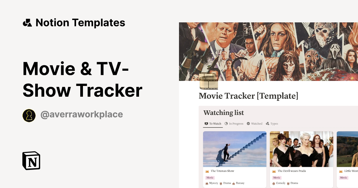 Movie & TV-Show Tracker Template by Averra | Notion Marketplace