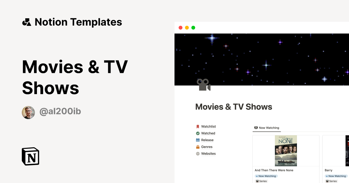 Movies & TV Shows Template by Ali Ibrahim | Notion Marketplace