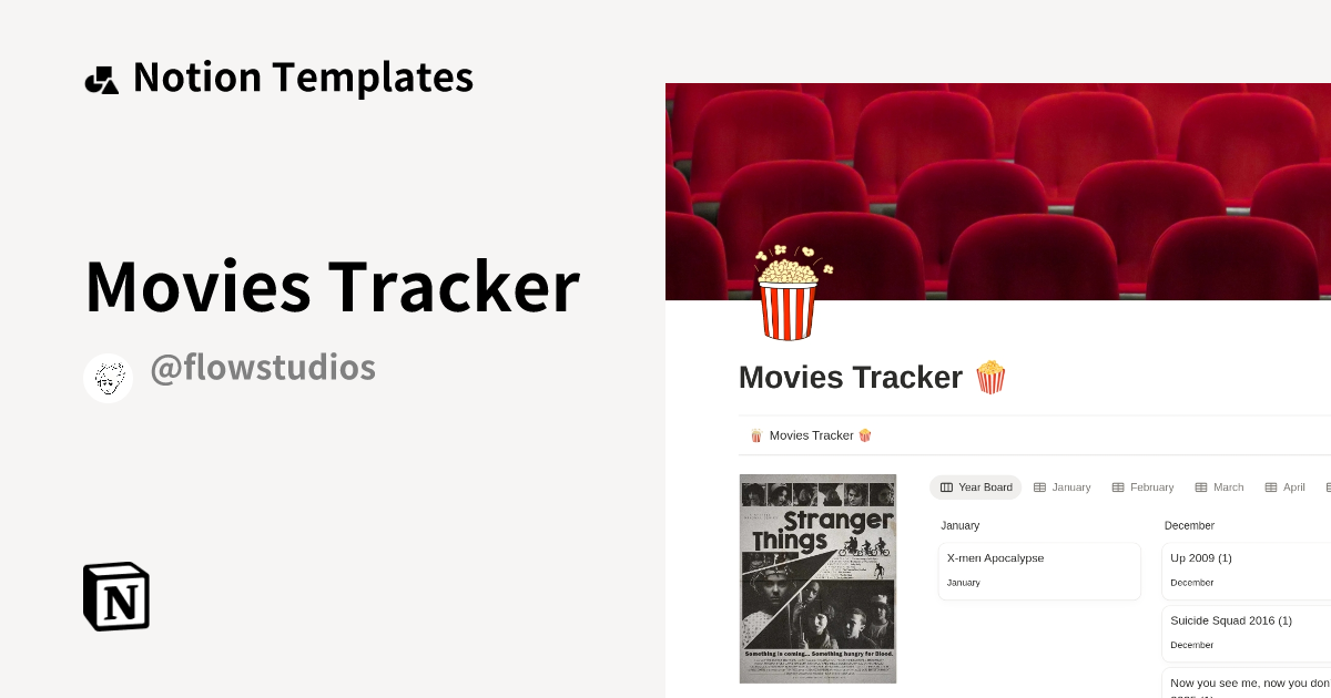 Movies Tracker Template by Flow Studios 🌊 | Notion Marketplace