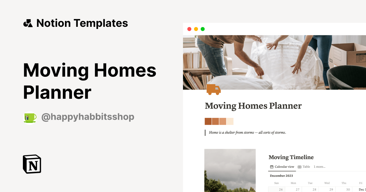 Moving Homes Planner Template by Happy Habbits | Notion Marketplace